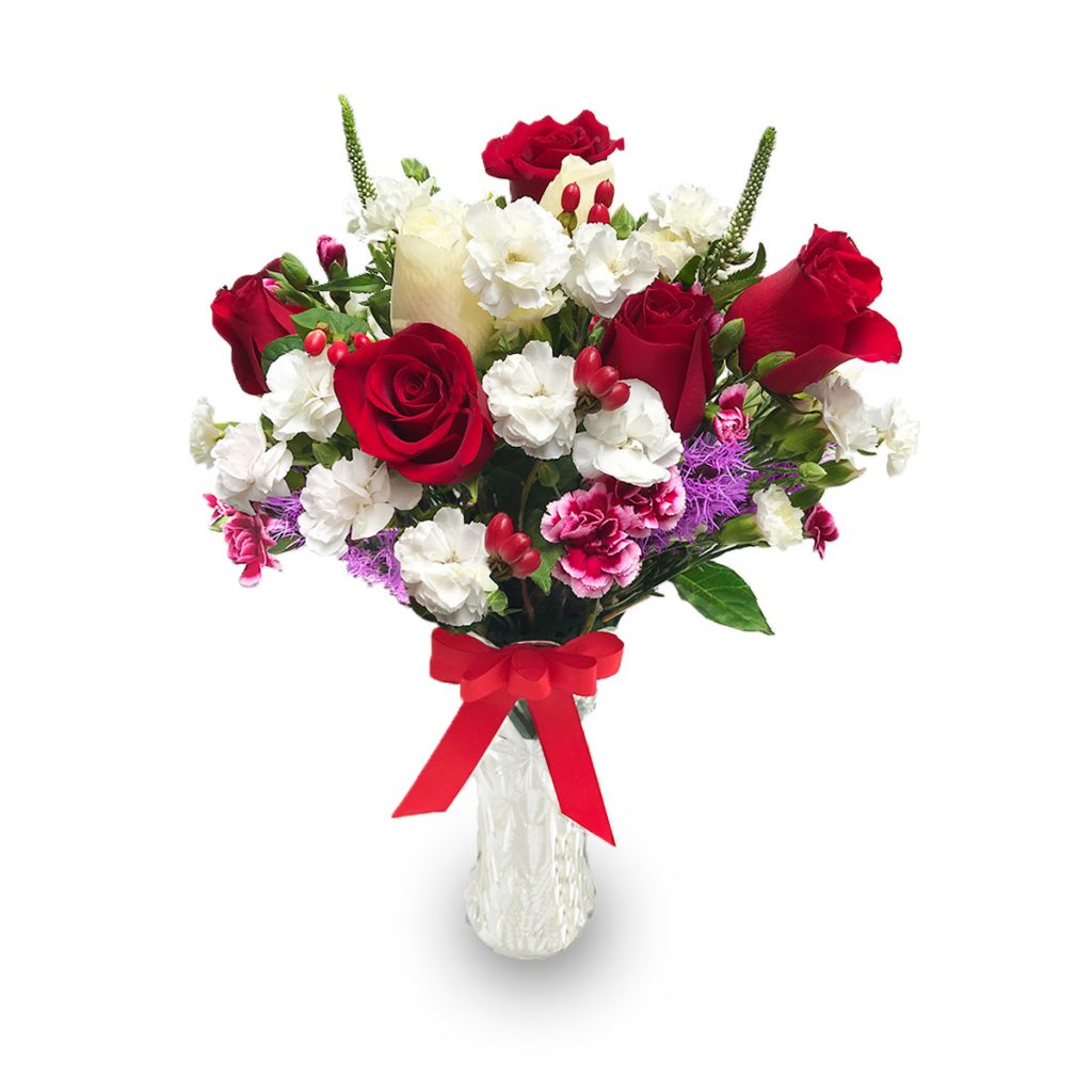 Florero Premium de rosas y claveles